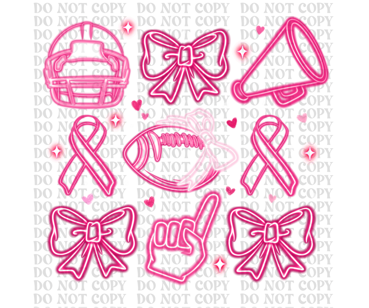 Neon Pink Football DTF or Sublimation Transfer– This-n-That blanks