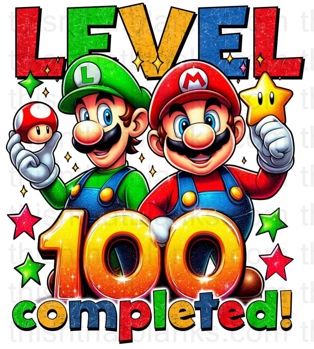 Level 100 Completed Mario Sublimation Or DTF Transfer– This-n-That blanks