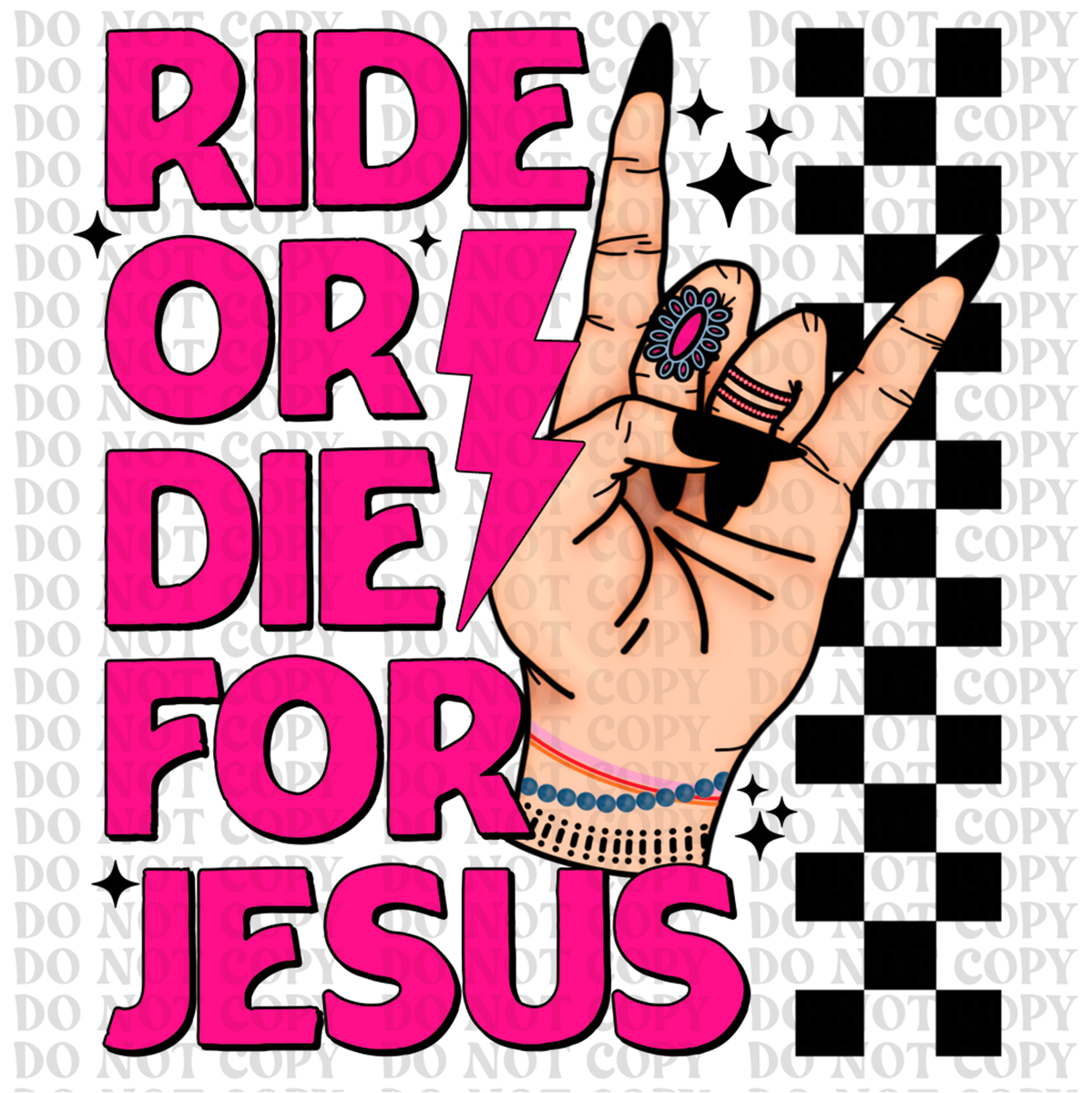 Ride For Jesus DTF or Sublimation Transfer– This-n-That blanks