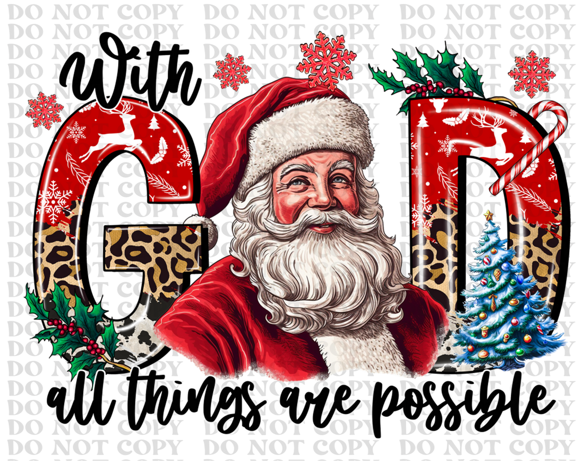 With God Santa DTF or Sublimation Transfer– This-n-That blanks