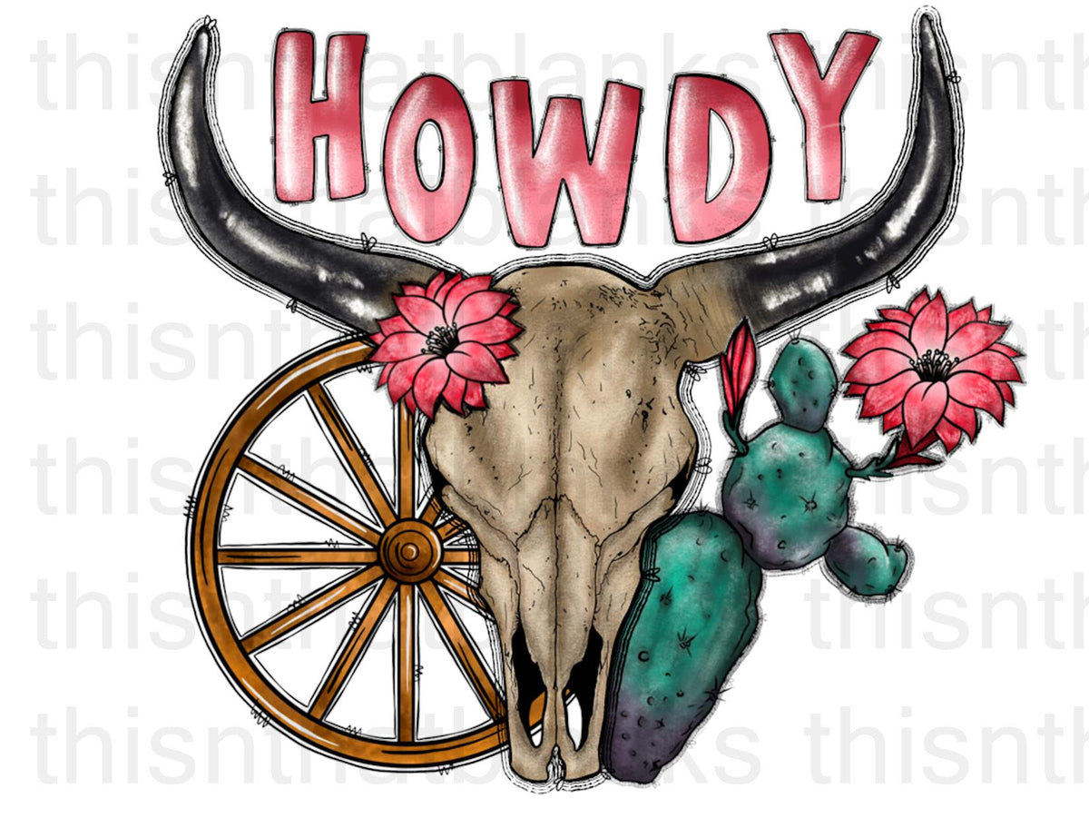 Howdy Bull Skull Sublimation or DTF Transfer– This-n-That blanks